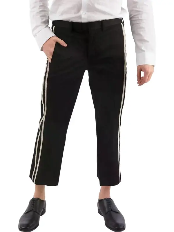 Neil Barrett Slim-fit Cropped Trousers With Contrast Side Stripes - Black