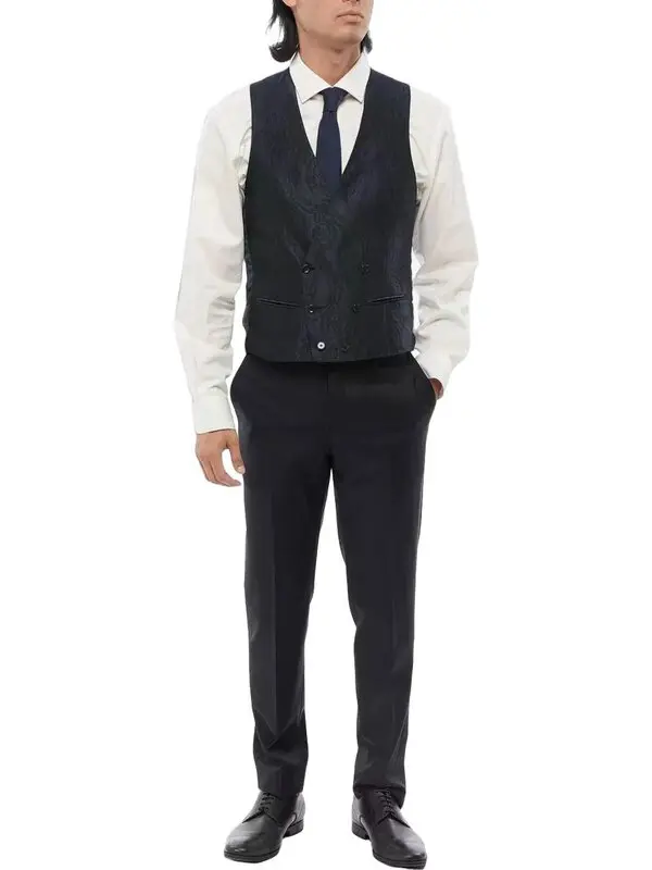 Corneliani Paisley Pattern Double-breasted Waistcoat - Blue