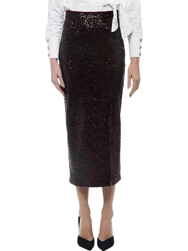IN THE MOOD FOR LOVE Embellished Midi Skirt - Red