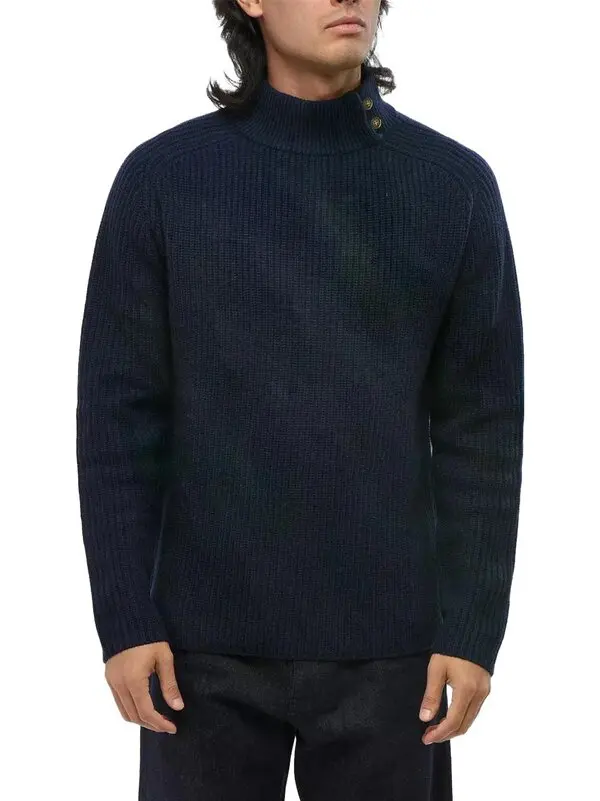 OLIVER LATTUGHI Button-detail Ribbed-knit Sweater - Blue