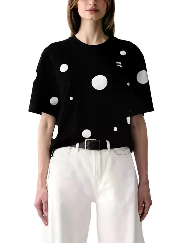 Karl Lagerfeld Polka-dot Logo Patch T-shirt - Black