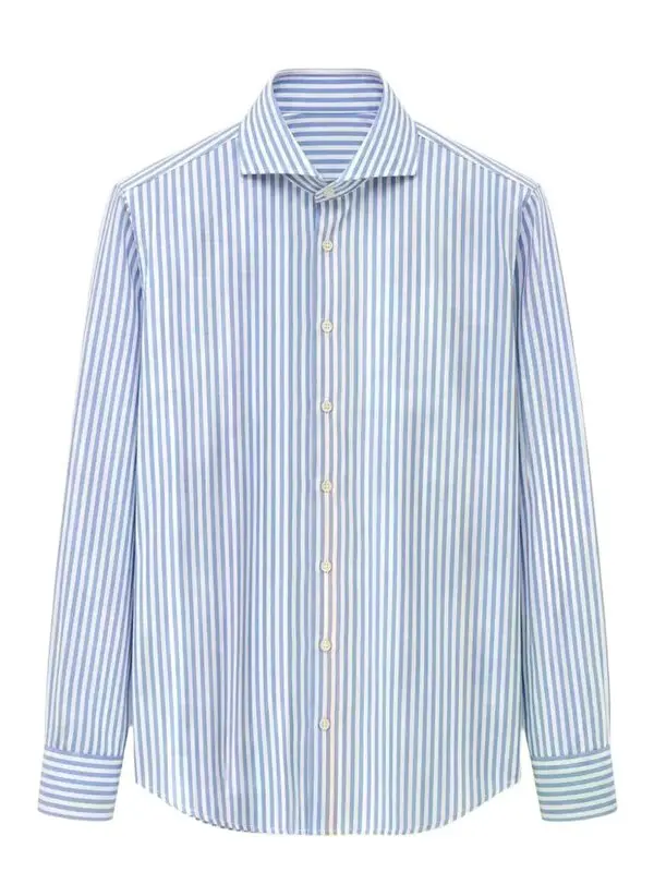 ALLEY DOCKS 963 Vertical-stripe Long-sleeve Shirt - White