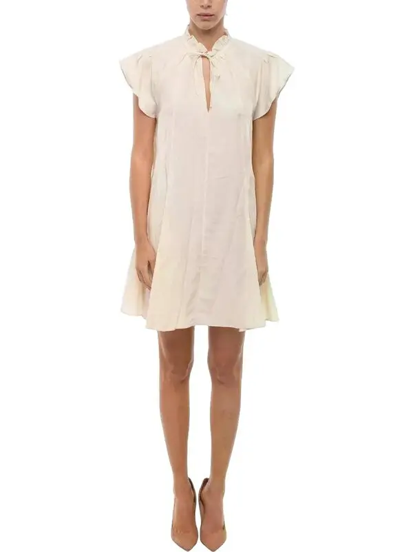 SAMSOE SAMSOE Ruffle Collar Mini Dress - Neutrals