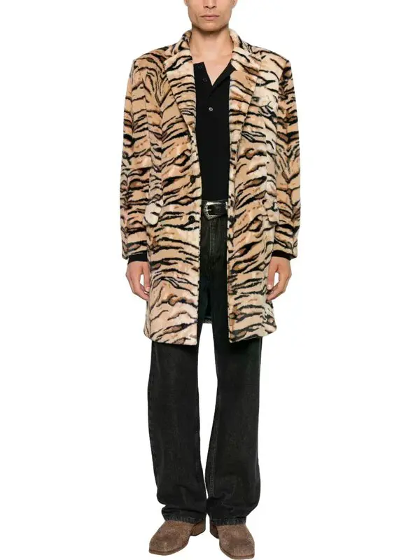 REVERES 1949 Faux-fur Tiger Print Coat - Neutrals