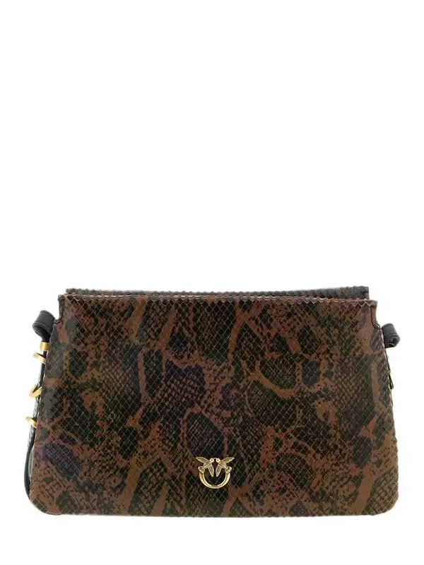 Pinko Love Birds Python-print Leather Crossbody Bag - Brown