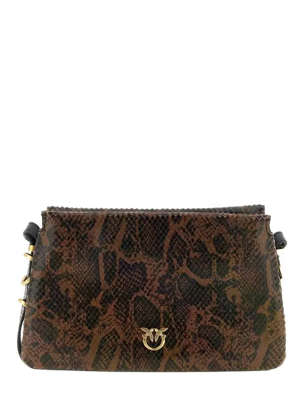 Pinko Love Birds Python-print Leather Crossbody Bag - Brown
