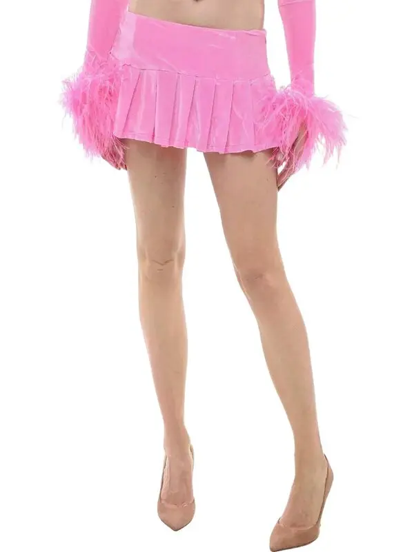 ADRIANA HOT COUTURE Flared-hem Mini Skirt With Pleated Detail - Pink