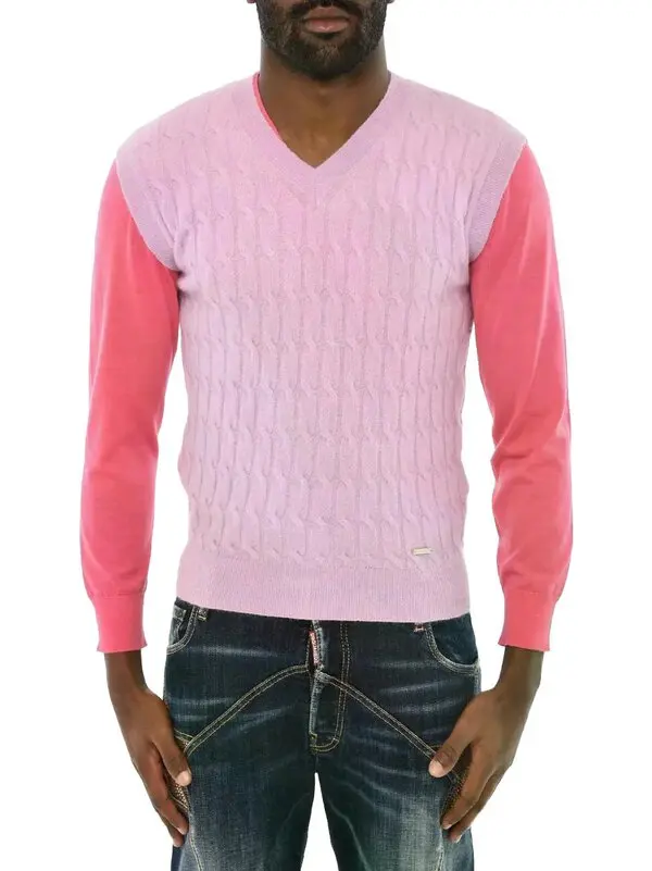 Dsquared2 Cable Knit V-neck Vest - Pink