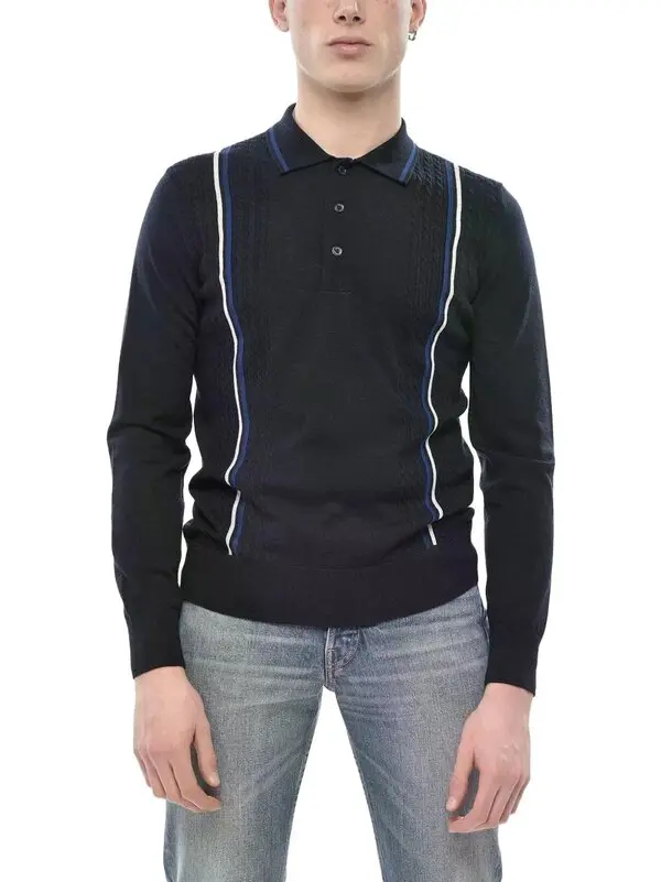 PAOLO PECORA Long-sleeve Buttoned Polo Shirt - Blue