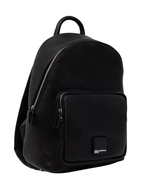Karl Lagerfeld Logo Plaque Pebbled Effect Backpack - Black