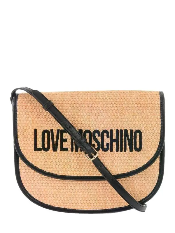 Moschino Logo Embroidered Cross Body Bag - Neutrals