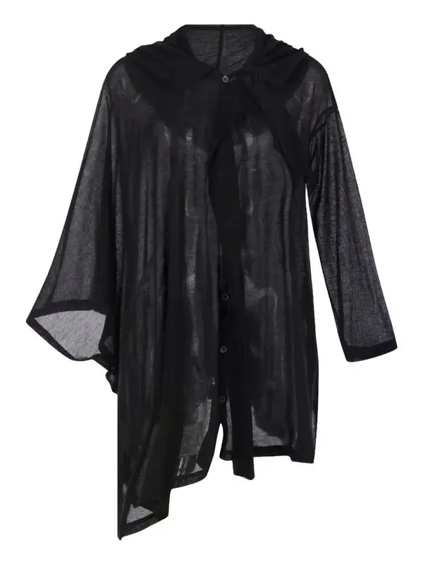 Yohji Yamamoto Asymmetrical Hooded Jacket - Black