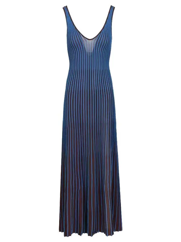 Staud Stripe Pattern Midi Dress - Blue