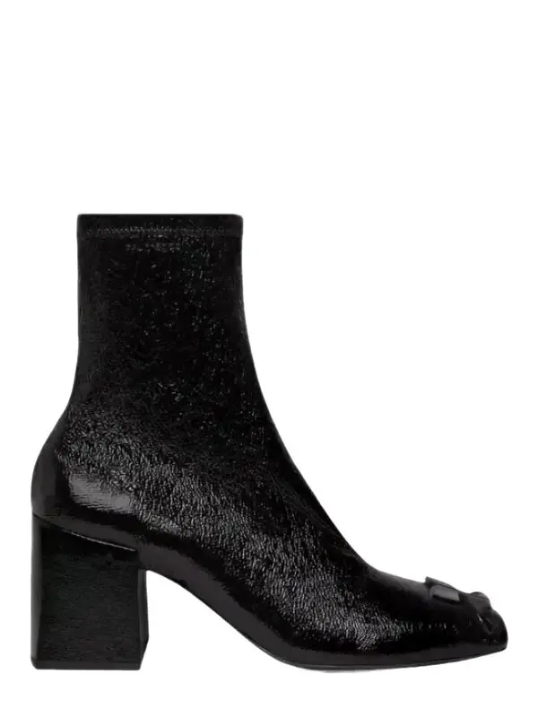COURREGES Reedition Vinyl Ankle Boots With Logo Plaque - Black