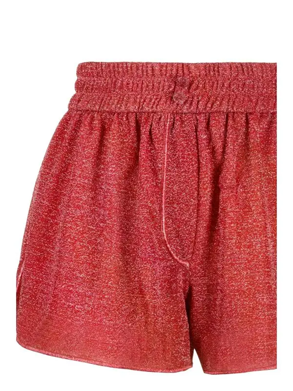 Oseree Glitter Effect Elasticated Waist Shorts - Red