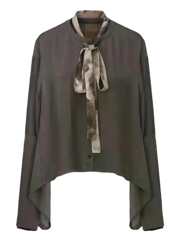 ELYWOOD Detachable Ribbon Crew Neck Shirt - Grey