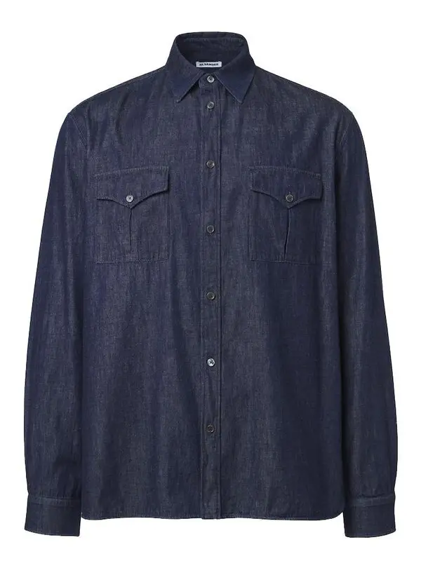 JIL SANDER Cotton Chambray Shirt - Blue
