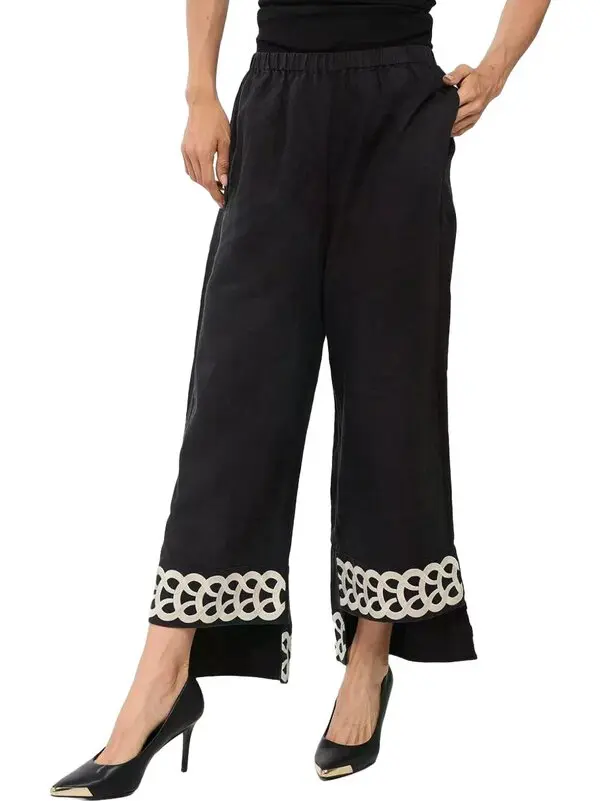 BY MALENE BIRGER Mirabellos Embroidered Linen Trousers - Blue