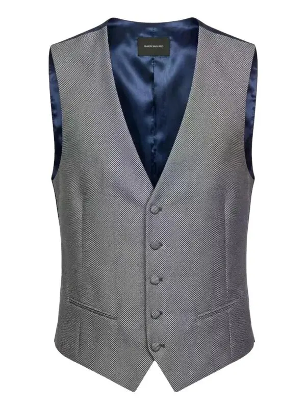 RAMON SANJURJO Micro-pattern Single-breasted Waistcoat - Grey