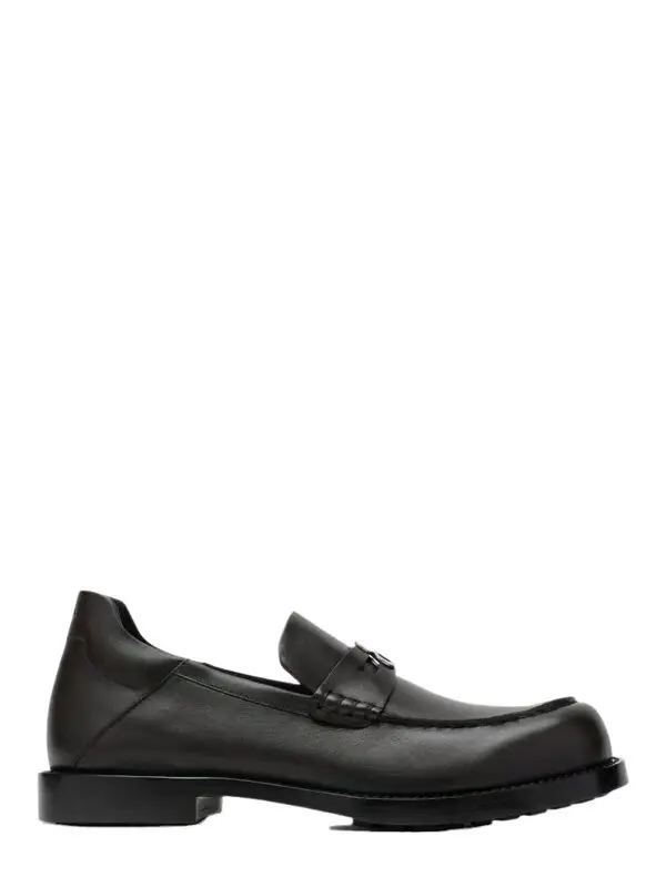 Balenciaga Logo Plaque Leather Loafers - Brown