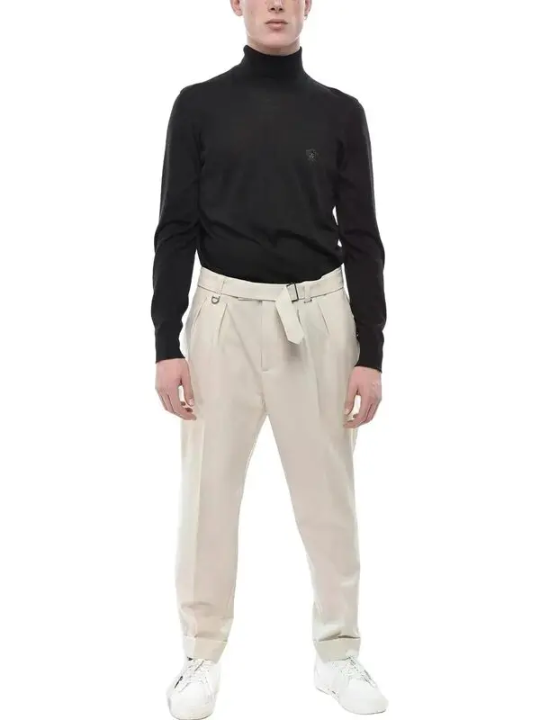 PAOLO PECORA Belted Pleated Trousers - Neutrals