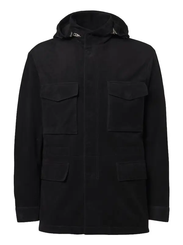 TOM FORD Hooded Suede Field Jacket - Black