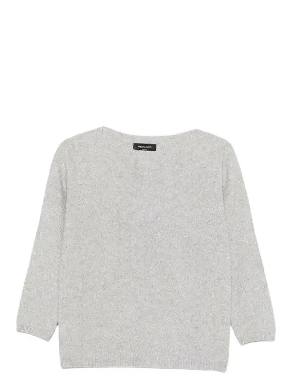 Fabiana Filippi Boat-neck Three-quarter Sleeve Sweater - Grey