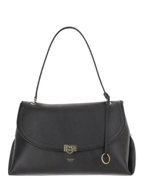 FERRAGAMO Gancini Shoulder Bag - Black
