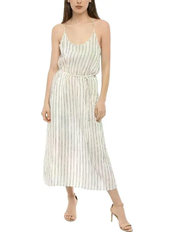 Woolrich Belted Striped Midi Dress - Neutrals