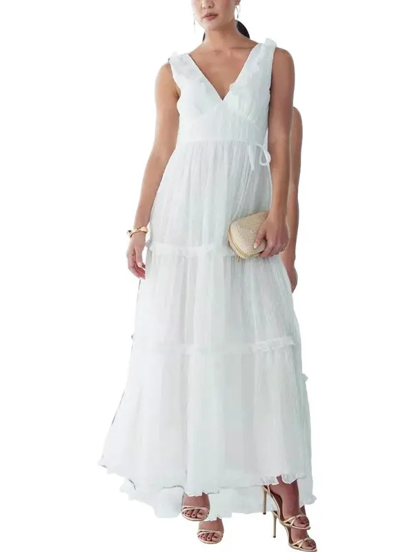 ST MRLO Ruffled Tiered Maxi Dress - White