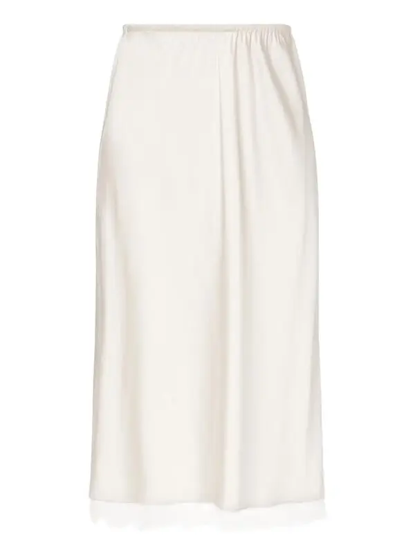 Vince Lace-trimmed Satin Midi Skirt - White