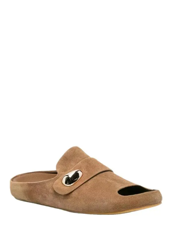 SERGIO MORETTI FIRENZE Embellished Peep-toe Slippers - Brown