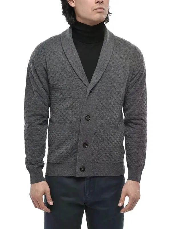 PAOLO PECORA V-neck Waffle-knit Cardigan - Grey
