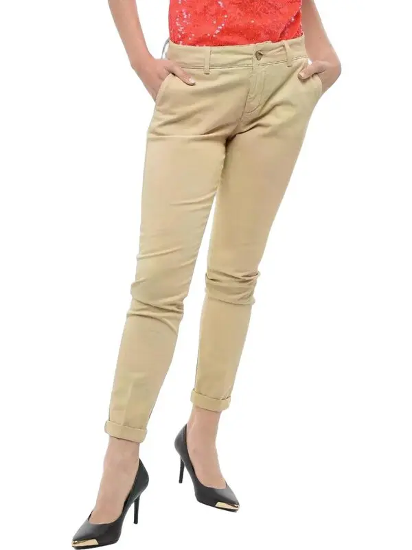 MAISON CLOCHARD Mallard Trousers With Turn-up Hem - Neutrals