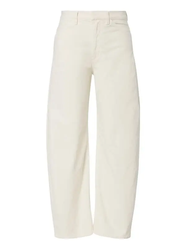 NILI LOTAN Tribeca Cotton-blend Corduroy Barrel-leg Pants - White