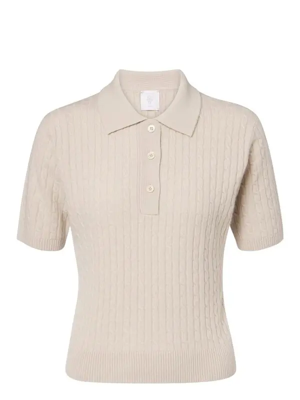 Eleventy Cable-knit Cashmere Polo Shirt - Beige