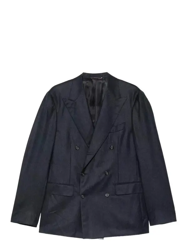 Canali Double-breasted Peak-lapels Wool Blazer - Blue