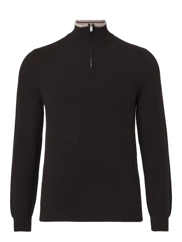 Fedeli Cashmere Half-zip Sweater - Brown