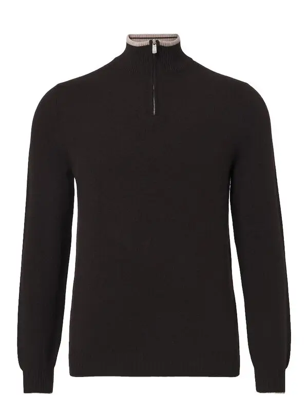 Fedeli Cashmere Half-zip Sweater - Ebony