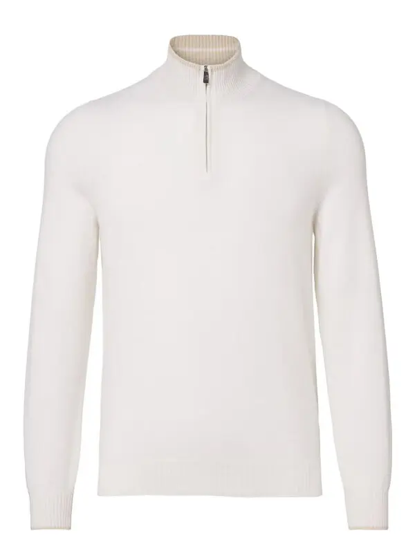 Fedeli Cashmere Half-zip Sweater - White