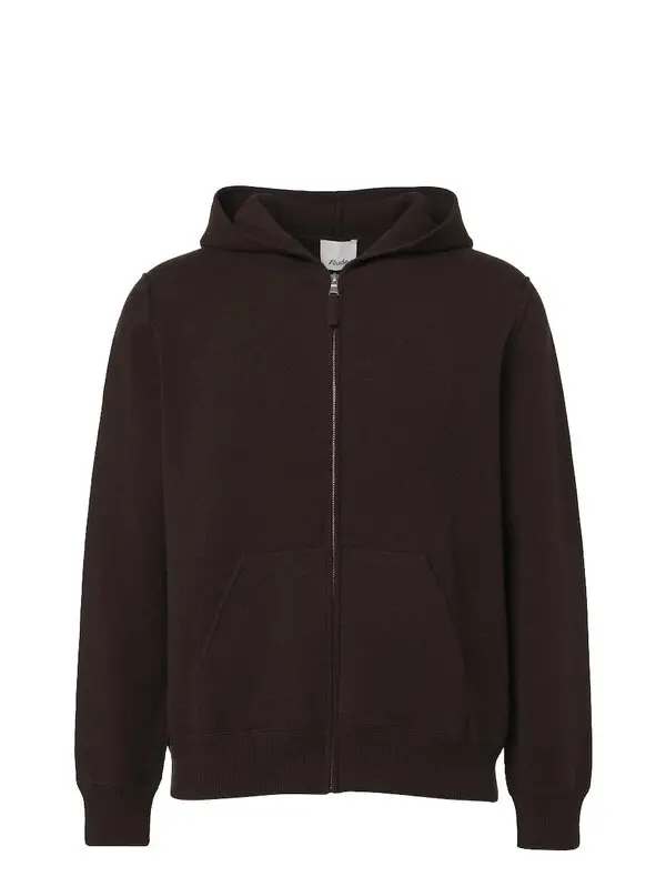 ALLUDE Knitted Wool And Cashmere Zip-up Hoodie - Brown