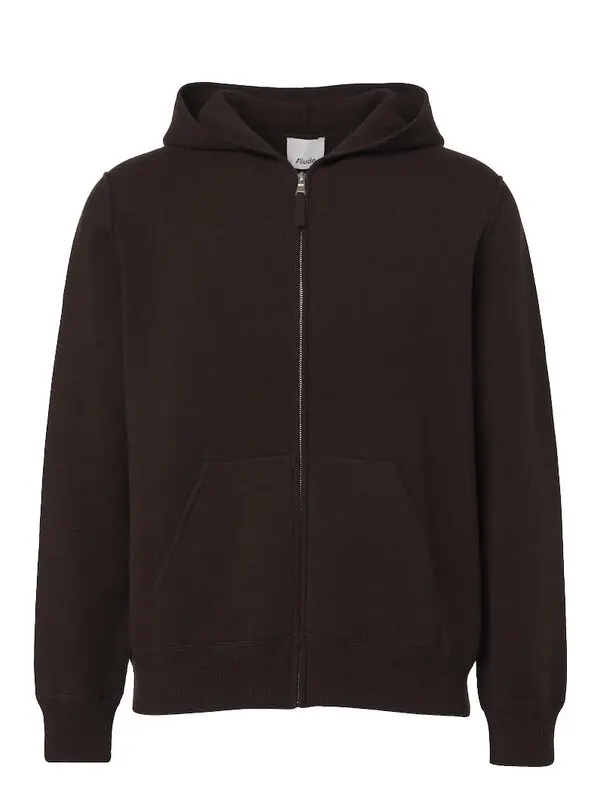 ALLUDE Knitted Wool And Cashmere Zip-up Hoodie - Brown
