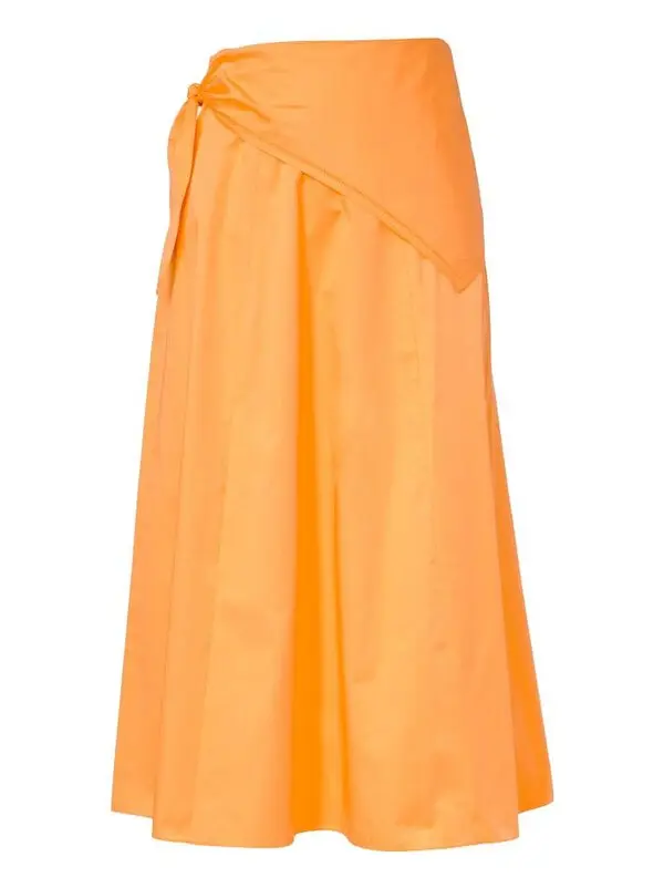 Vince Scarf-detail Cotton Midi Skirt - Orange