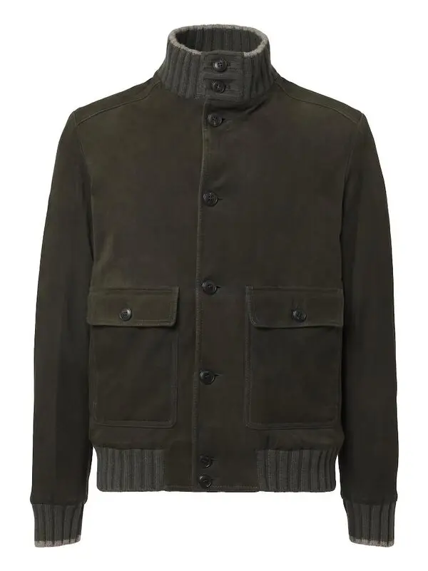 Fedeli Cashmere-trimmed Suede Jacket - Green