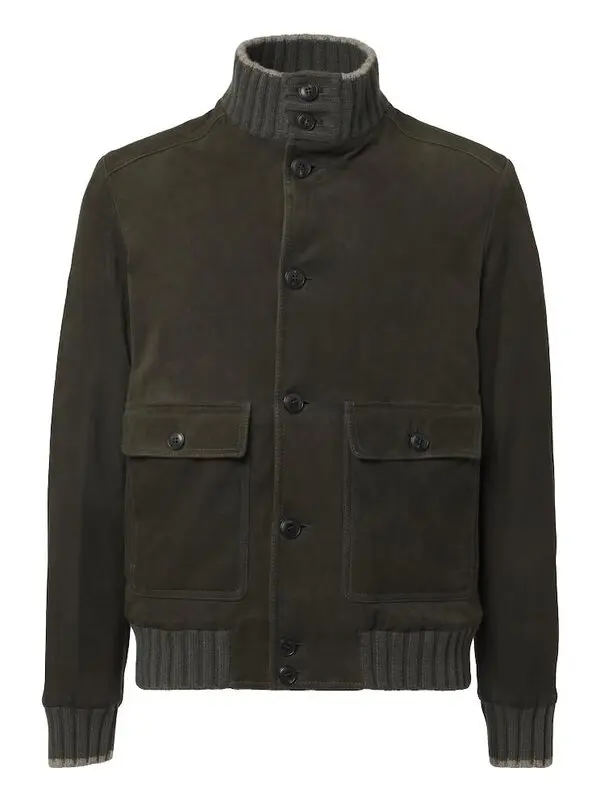 Fedeli Cashmere-trimmed Suede Jacket - Green