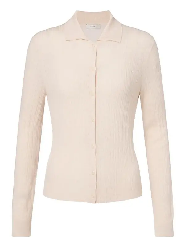 Vince Pointelle Wool Cardigan - Pink