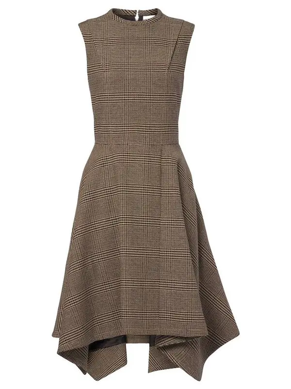 PATOU Asymmetric Prince Of Wales Midi Dress - Brown