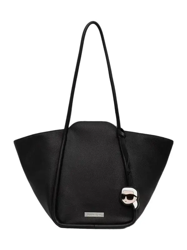 Karl Lagerfeld Pebbled Logo Plaque Tote Bag - Black