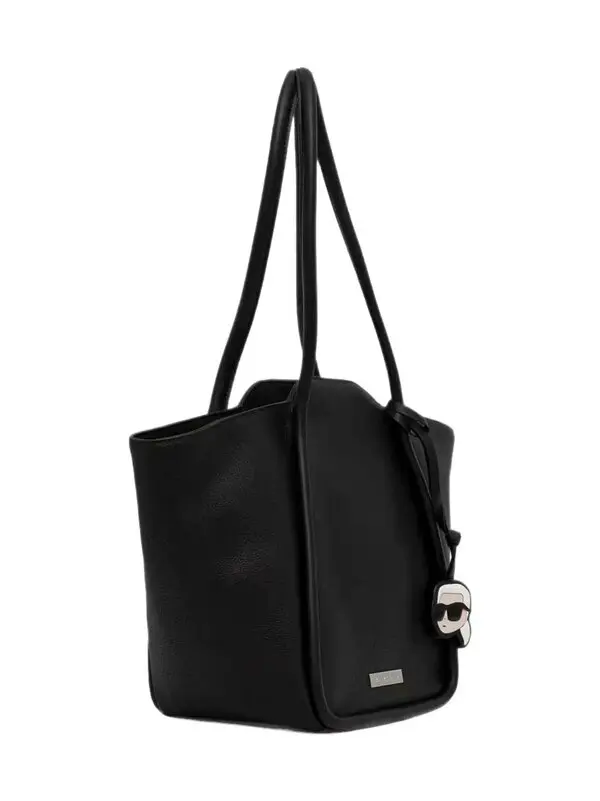 Karl Lagerfeld Pebbled Logo Plaque Tote Bag - Black