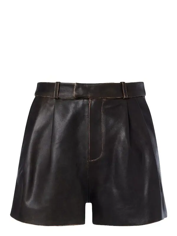 ARMA High-rise Leather Shorts - Brown